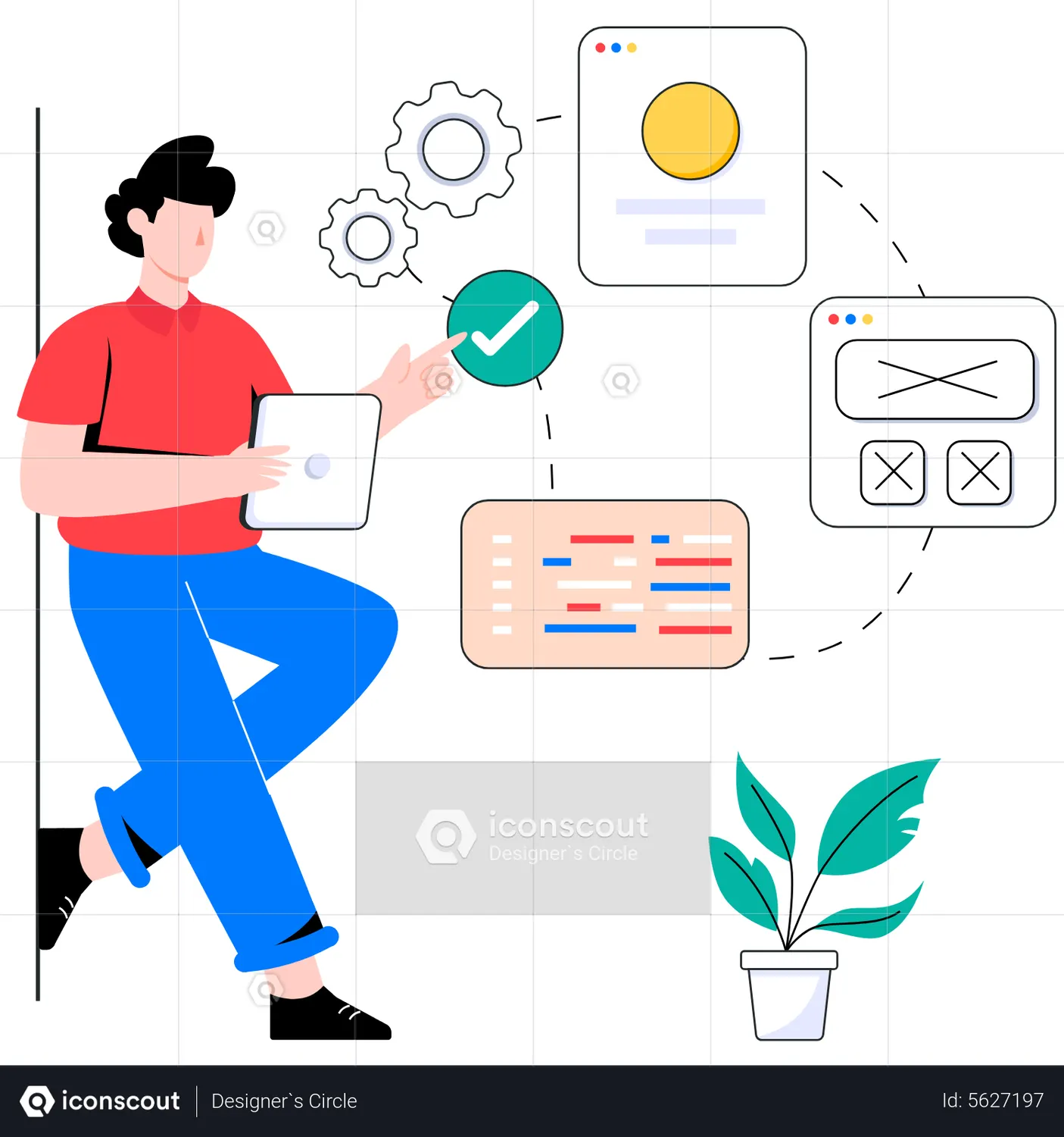 Software Developer Doing Software Testing Animated Illustration Download In Json Lottie Or Mp4