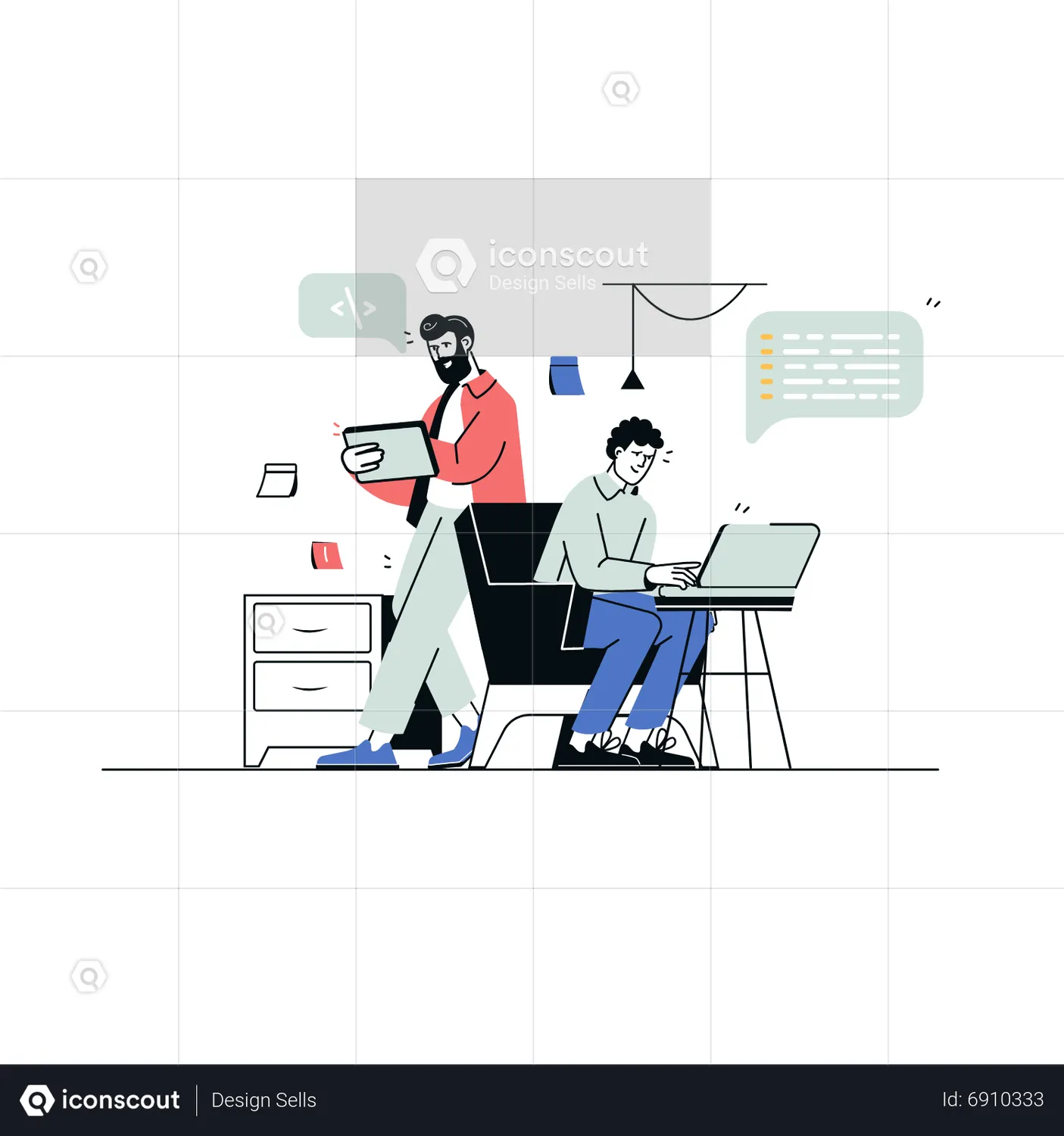 Software developer team Animated Illustration download in JSON, LOTTIE ...