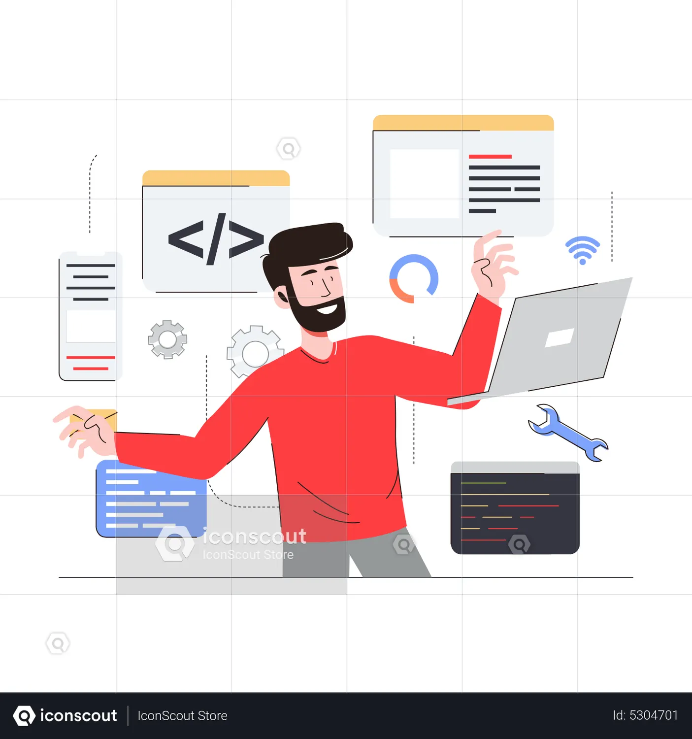 Software Engineer Developing Website Animation - Free Download Design ...