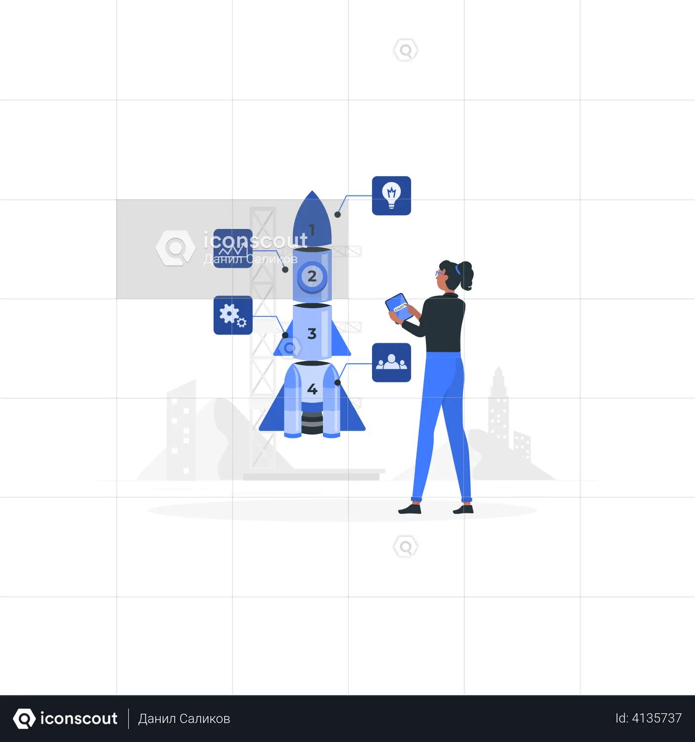Startup project stages Animated Icon download in JSON, LOTTIE or MP4 format