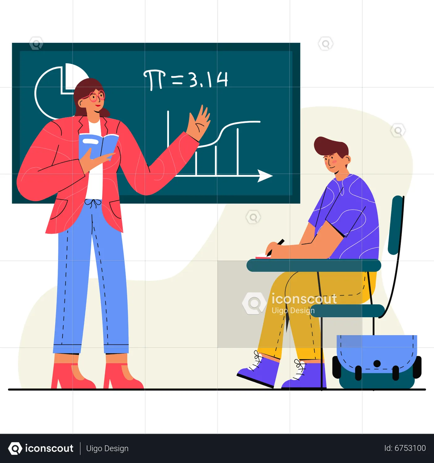 Study with a Teacher Animated Illustration download in JSON, LOTTIE or ...