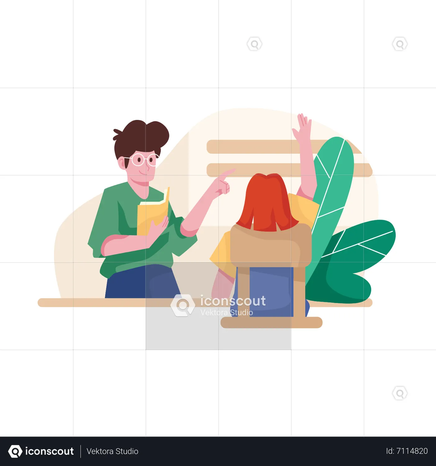 Teacher teaching in class Animated Illustration download in JSON ...