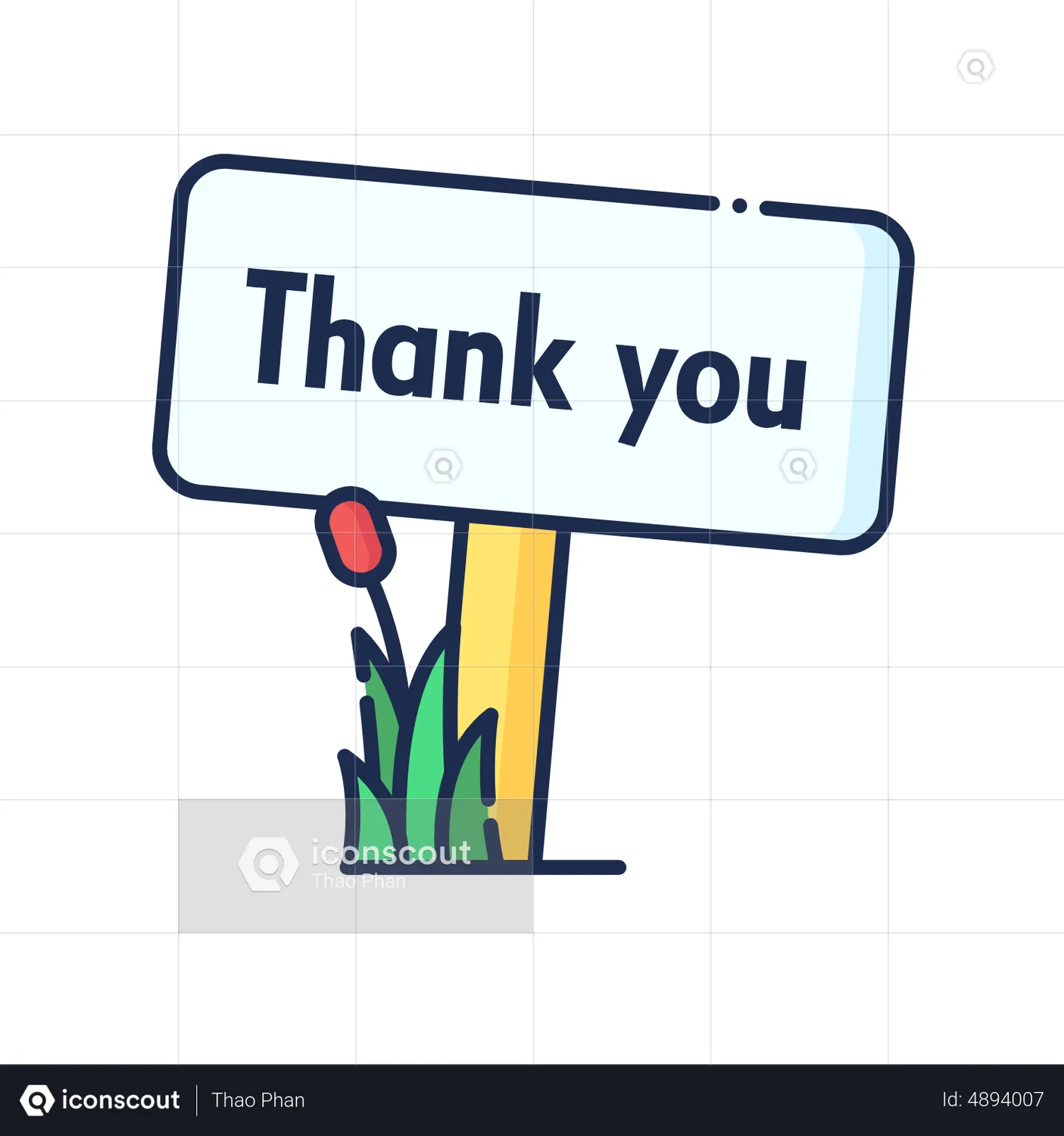 Thank you sign board Animated Icon download in JSON, LOTTIE or MP4 format