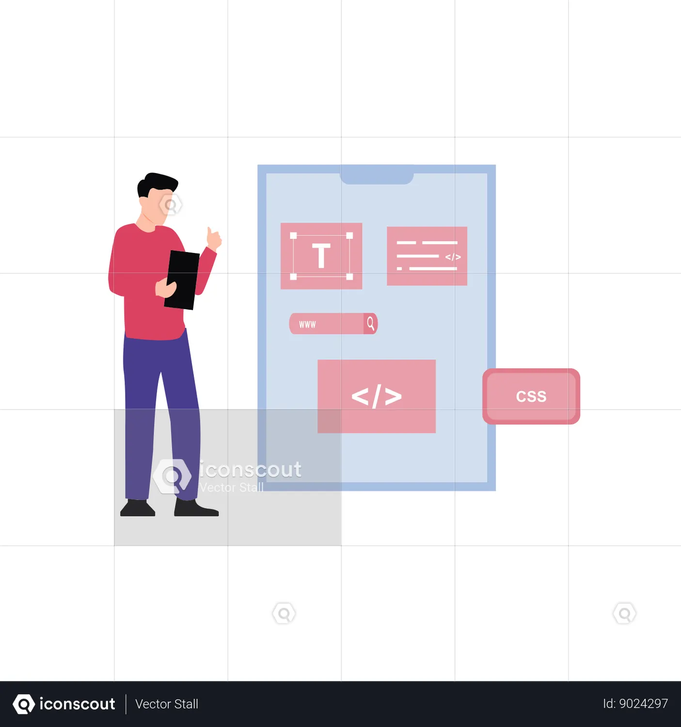 The guy is coding CSS Animated Illustration download in JSON, LOTTIE or ...