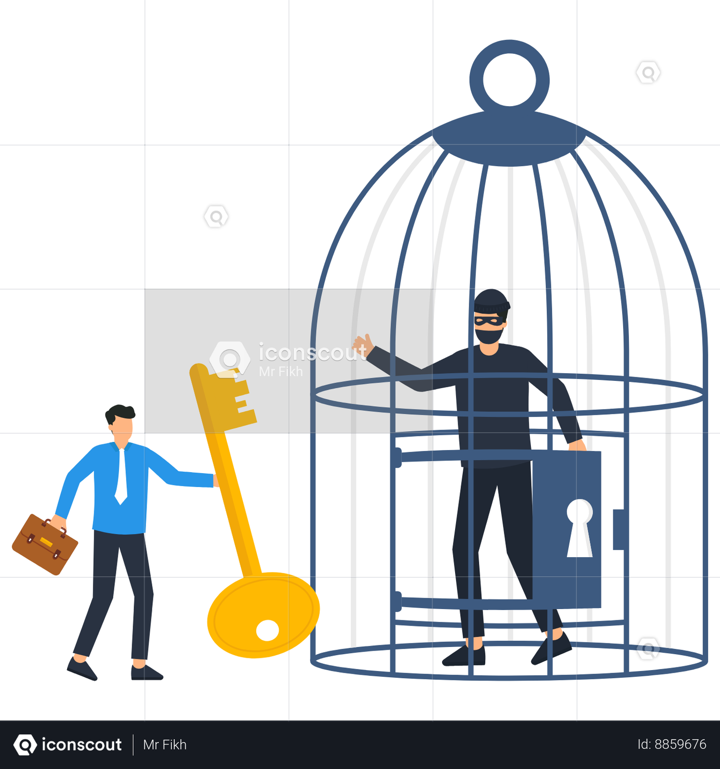 Thief stuck in cage Animation by Mr Fikh | LottieFiles