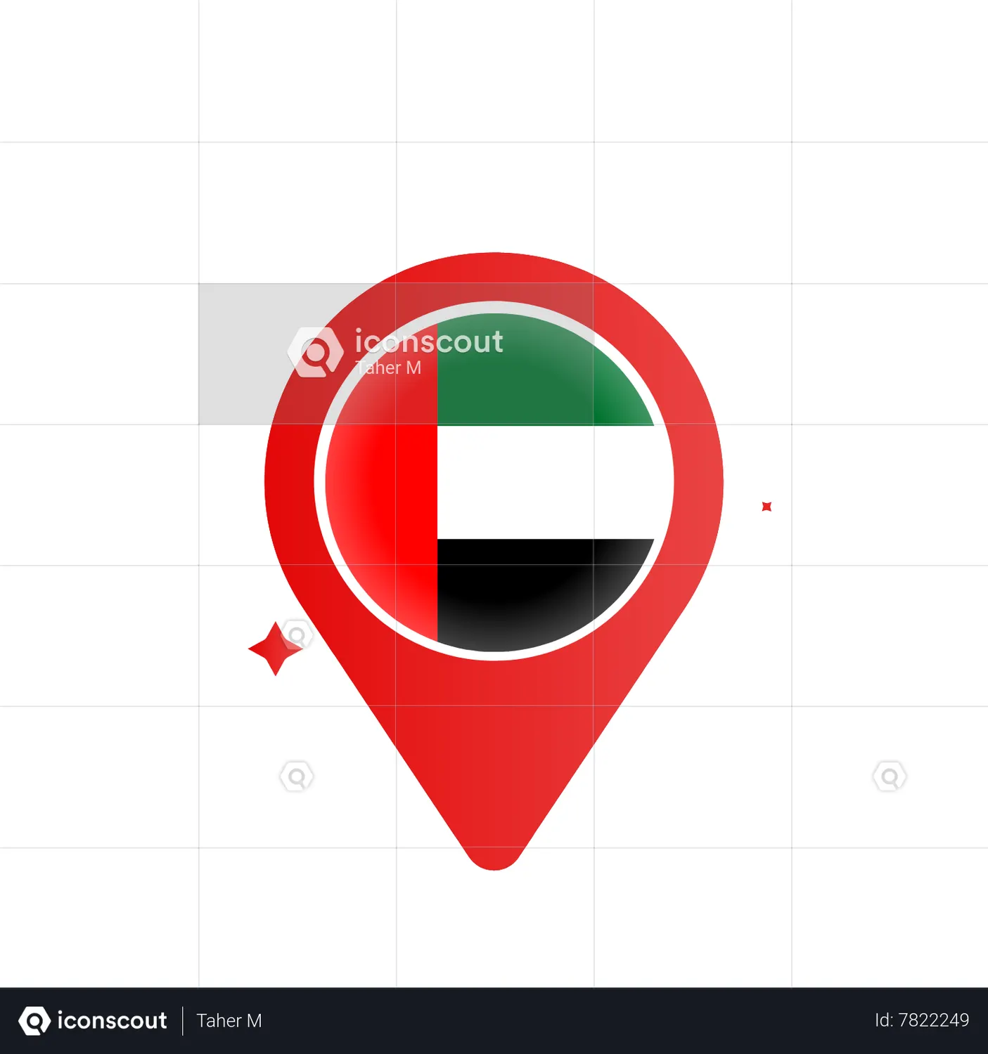 UAE Location Pin Flag Animated Icon download in JSON, LOTTIE or MP4 format