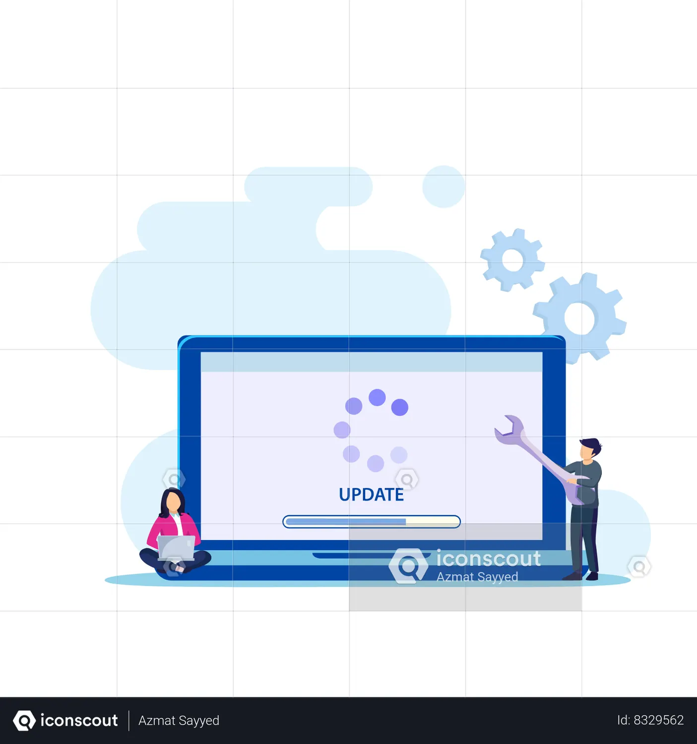 Updating System Animated Illustration Download In Json Lottie Or Mp4