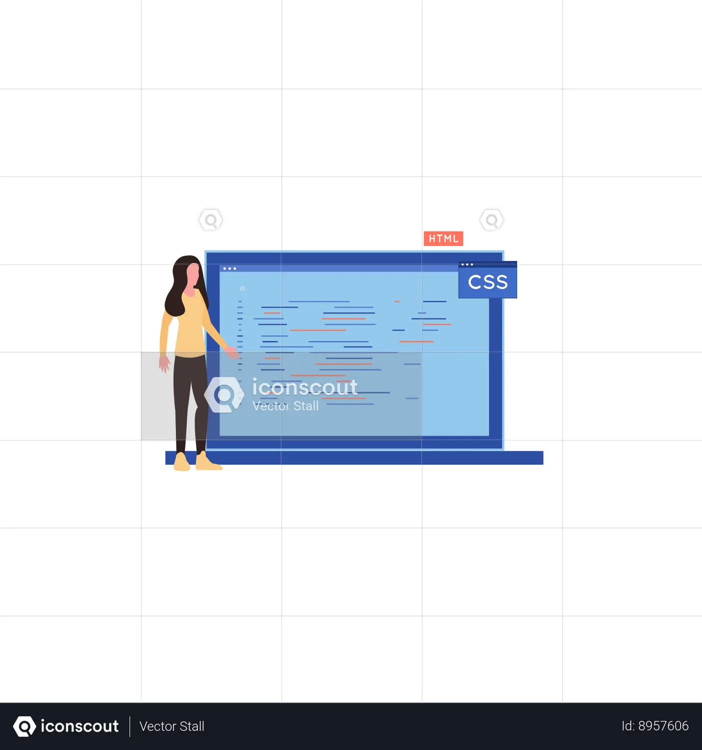 Woman Coding CSS On Laptop Animation - Free Download Design & Development Animations | IconScout