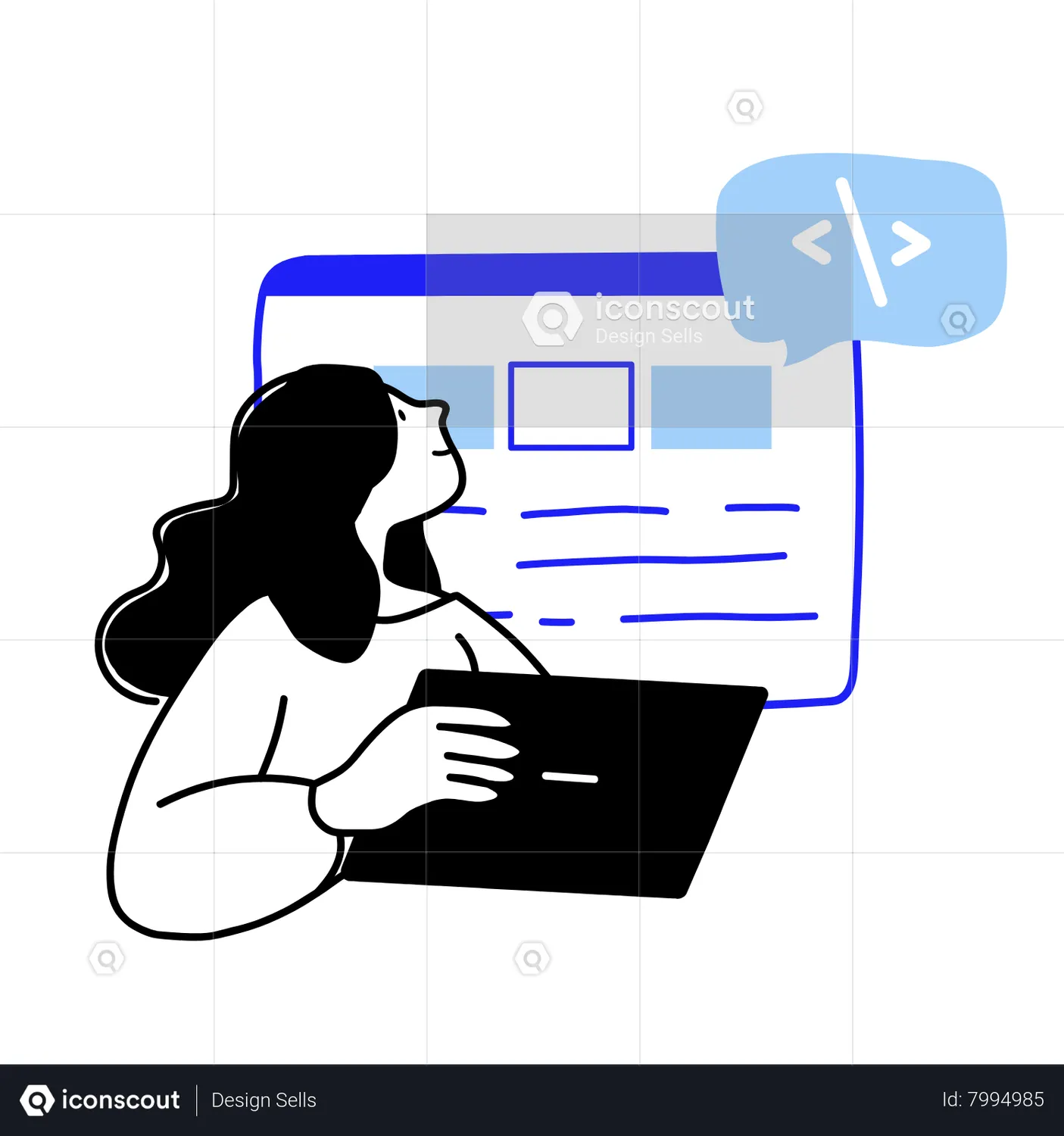 Woman Doing Coding Work Animation - Free Download Design & Development ...