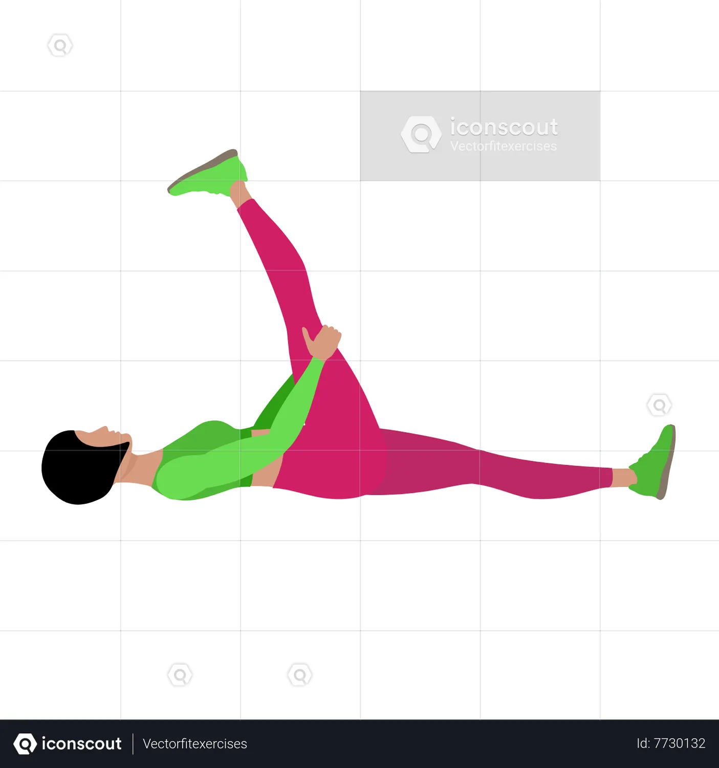 Woman Doing Lying Hamstring Stretching Animation Free Download Gym