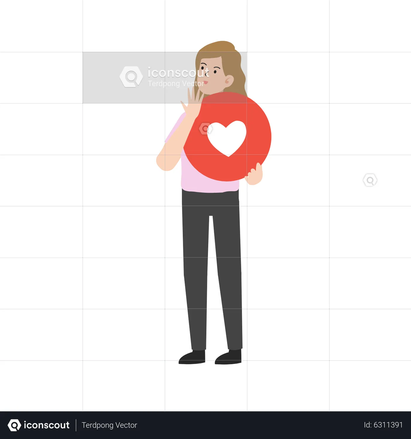 Woman Holding Heart Symbol Animated Illustration Download In Json