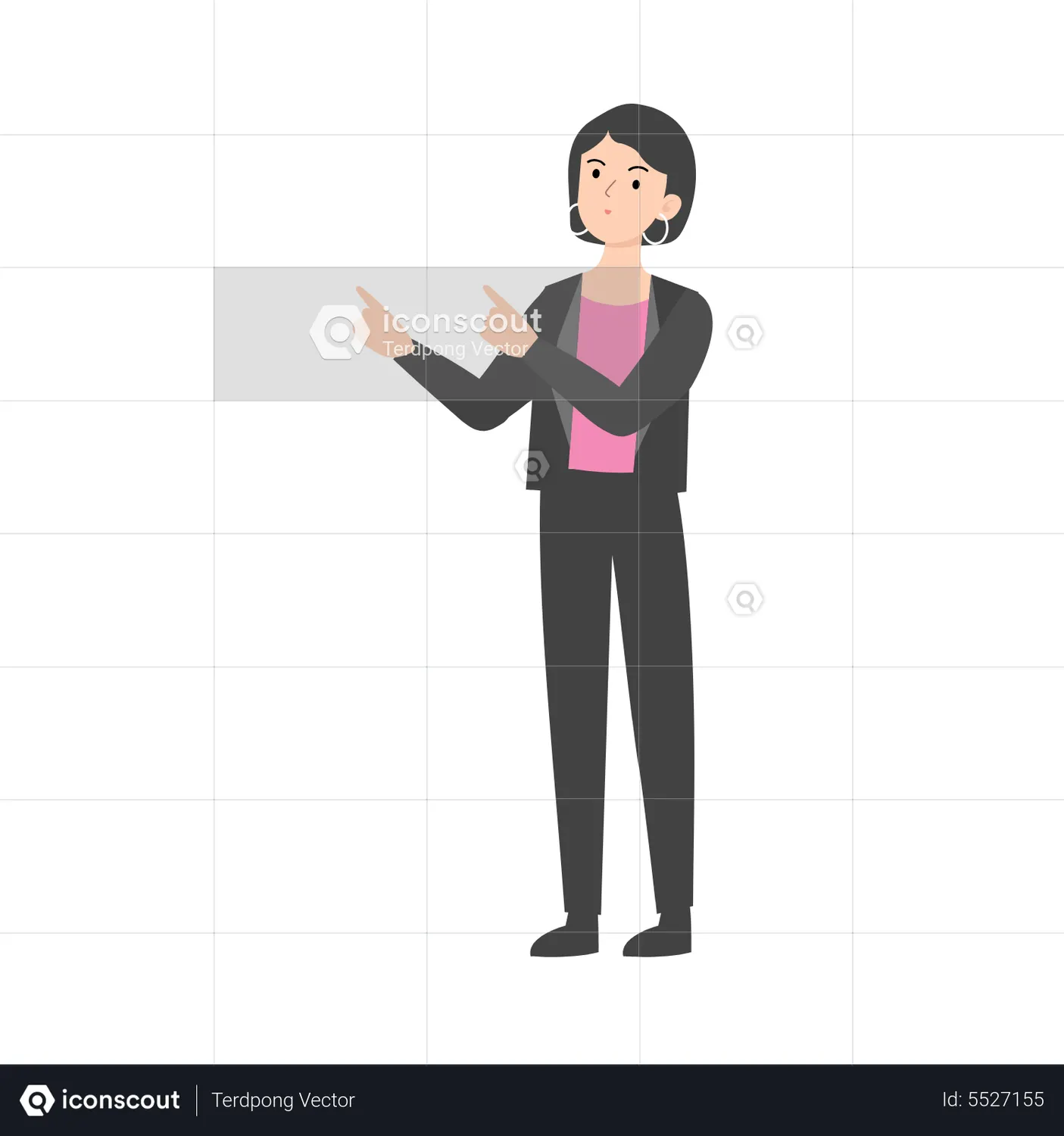 Woman Pointing Left Animated Illustration Download In Json Lottie Or Mp4 Format 