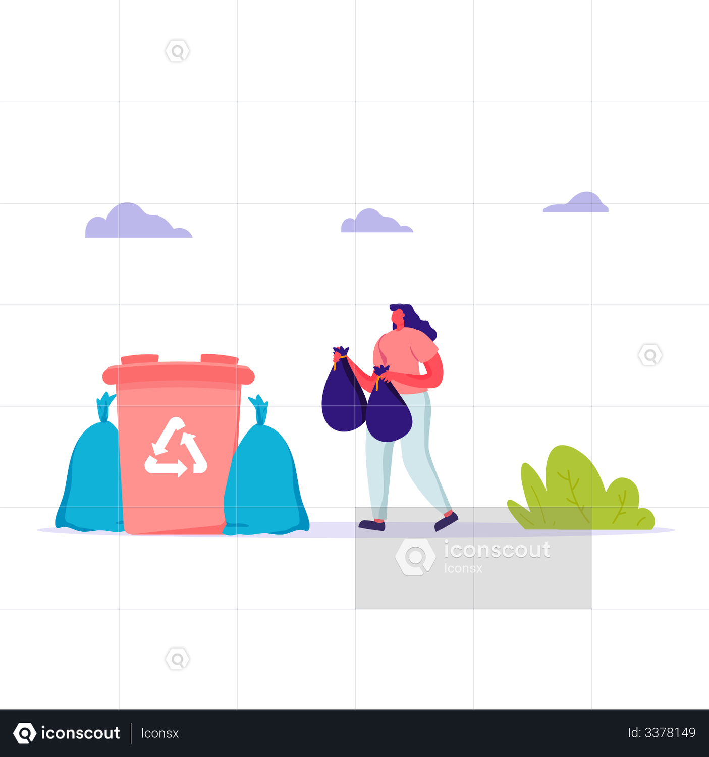 Woman throwing home waste into recycle bin Animation by Iconsx | LottieFiles