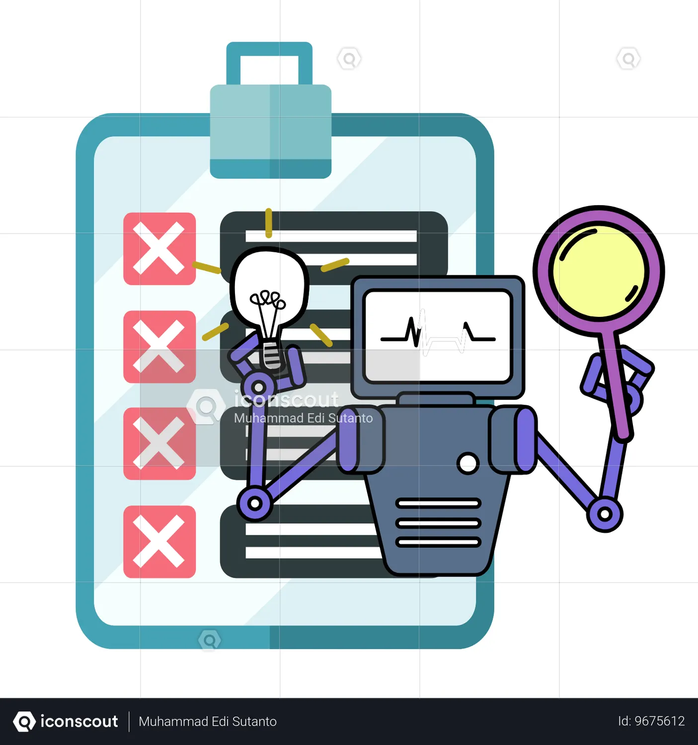 Wrong Checkmark On Robot Find Inspiration Checklist Animated Icon ...