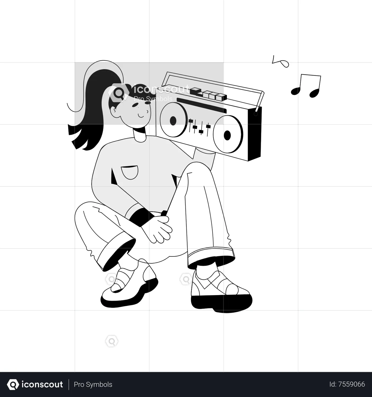 Young Girl Is Listening Music Animated Illustration Download In Json Lottie Or Mp4 Format