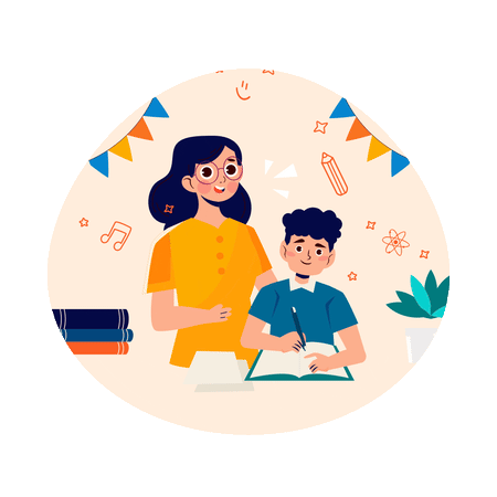 Animated Teacher Teaching Students